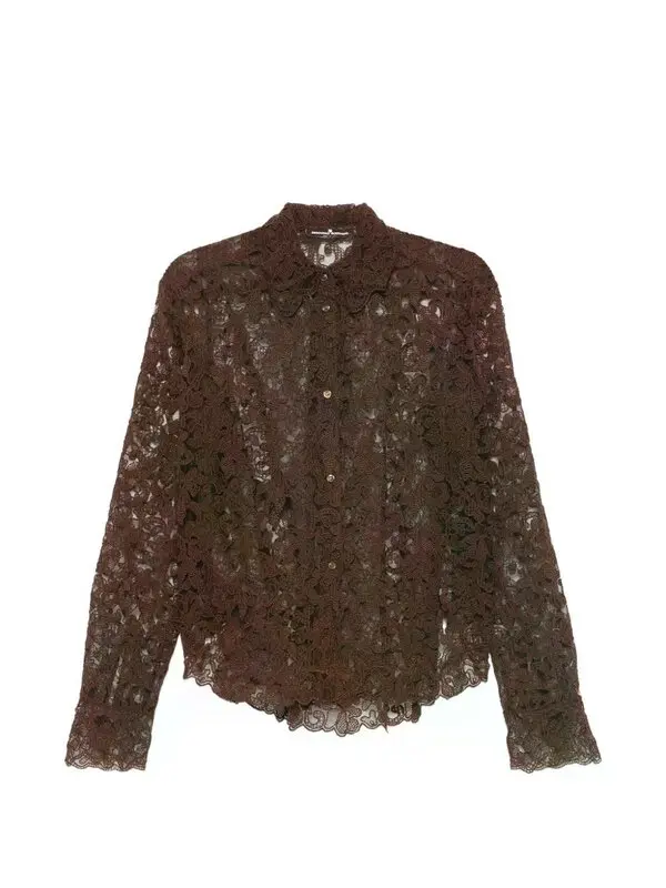 Ermanno Scervino Lace Overlay Shirt - Brown