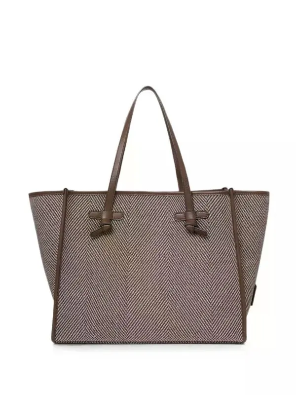 GIANNI CHIARINI Marcella Herringbone-weave Tote Bag - Brown