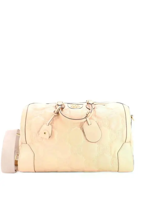 Gucci Convertible Boston Top Handle Bag Gg Matelasse Leather Medium Travel Bag - Neutrals