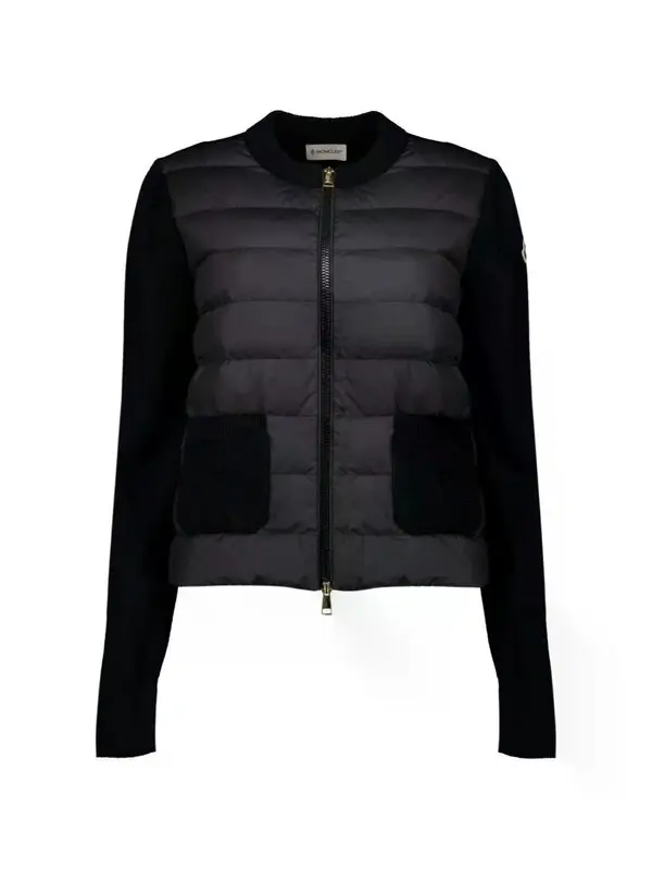 Moncler Wool Padded Zip-up Cardigan - Black