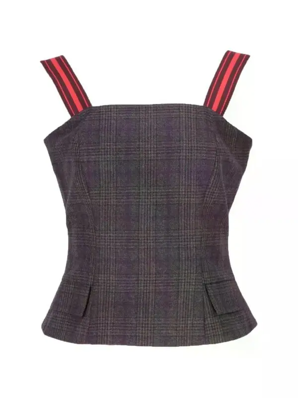 Isaia Check-pattern Corset-style Top - Brown