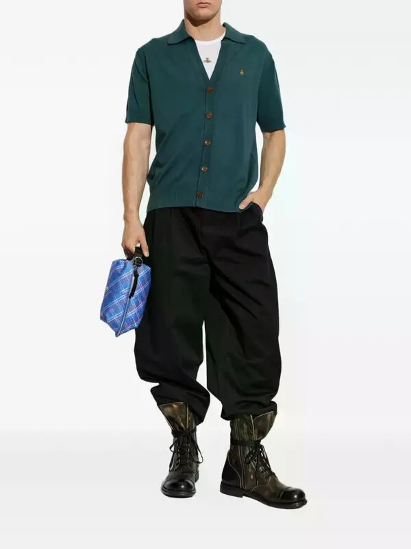 VIVIENNE WESTWOOD Orb Embroidered Short-sleeve Cardigan - Green