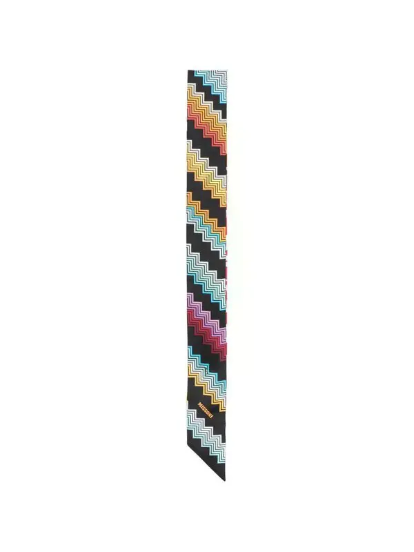 Missoni Zigzag-print Skinny Scarf - Black