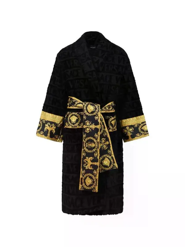 Versace Barocco-print Dressing Gown - Black