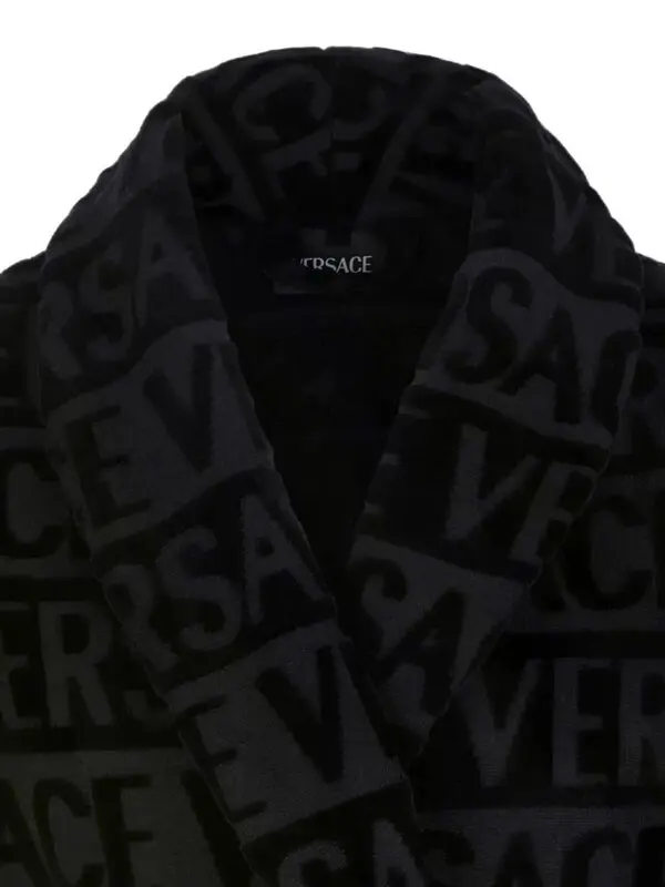 Versace Barocco-print Dressing Gown - Black