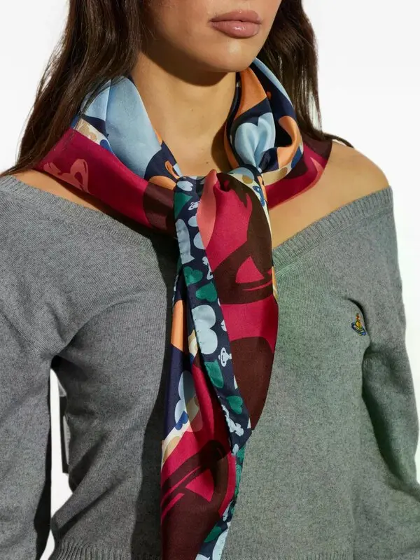 VIVIENNE WESTWOOD Orb-print Heart-print Scarf