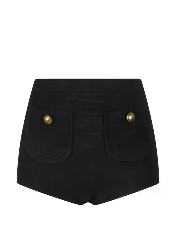 Elisabetta Franchi Knit Shorts With Jewel Buttons - Black