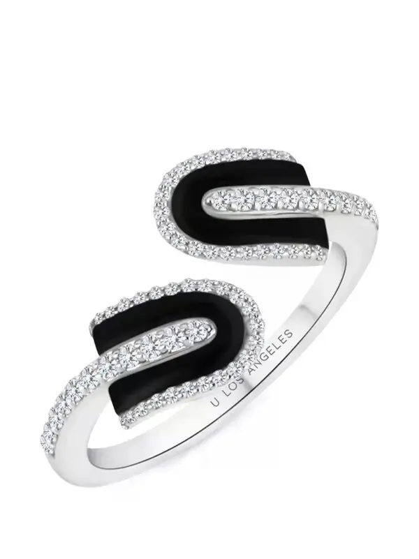 U LOS ANGELES U Duo Diamond And Onyx Ring