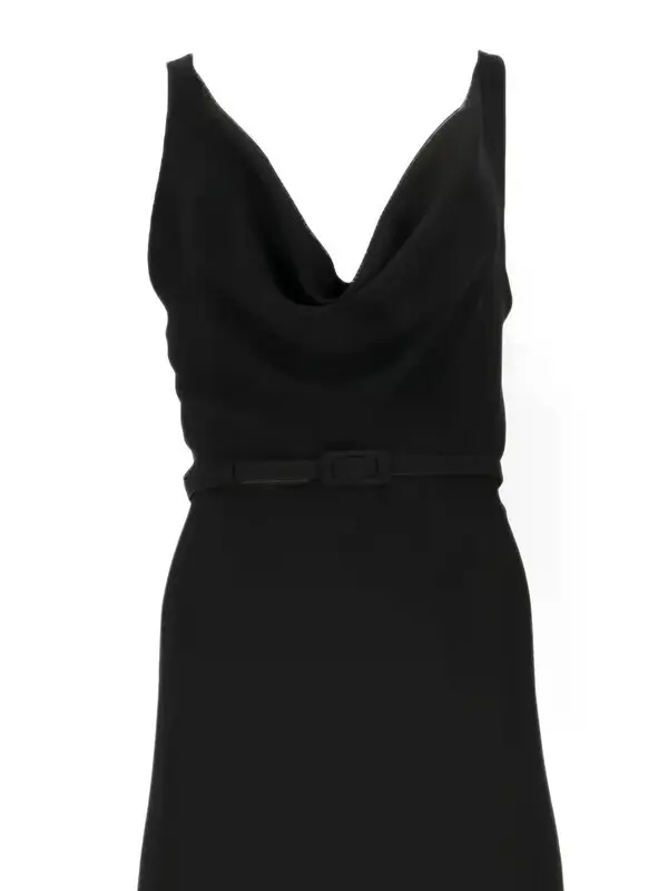 Isaia Belted Cowl-neck Maxi Dress