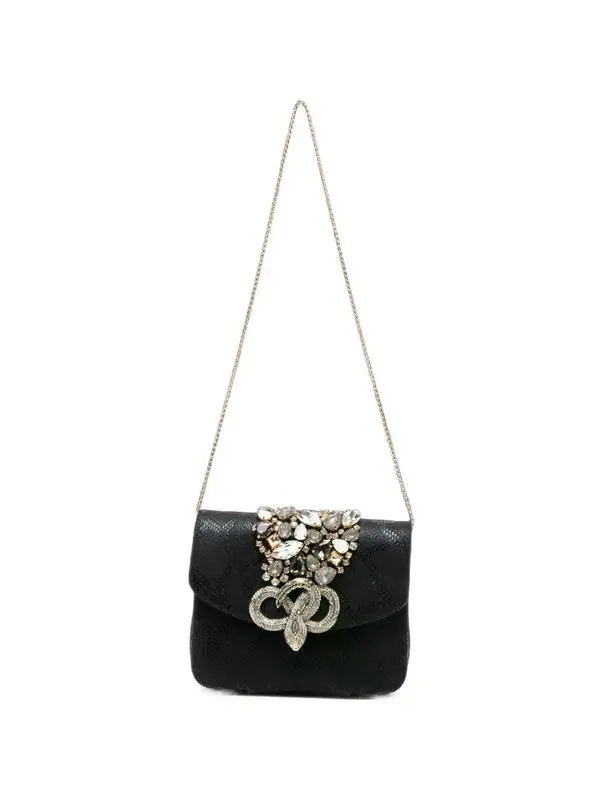 TWENTY FOURHAITCH Mini Crystal-embellished Snakeskin-effect Shoulder Bag