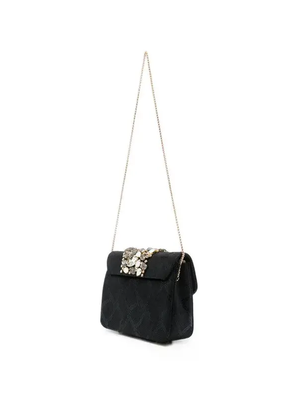 TWENTY FOURHAITCH Mini Crystal-embellished Snakeskin-effect Shoulder Bag