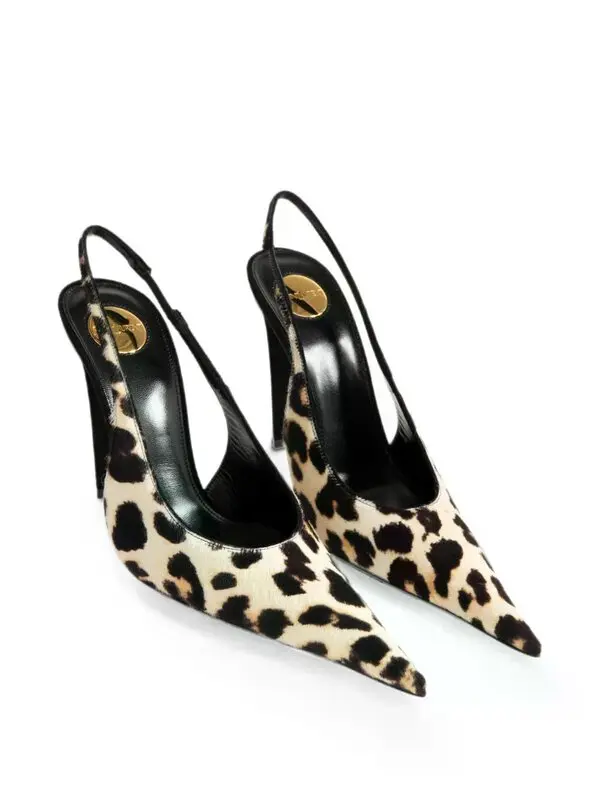 Saint Laurent Guermantes Slingback Pumps In Pony-hair Leather - Neutrals