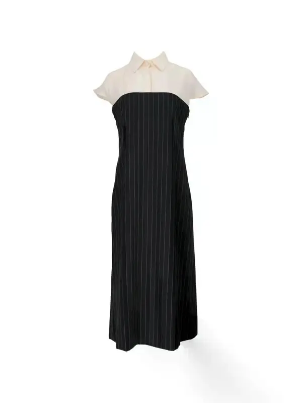 Isaia Pinstripe-pattern Panelled Midi Dress - Black