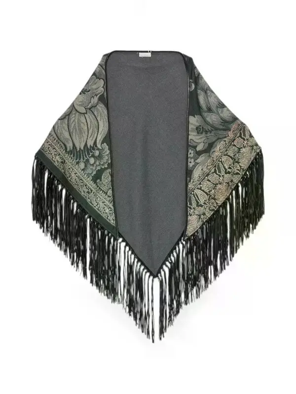 PIERRE-LOUIS MASCIA Pancake Fringed Floral-print Shawl - Grey
