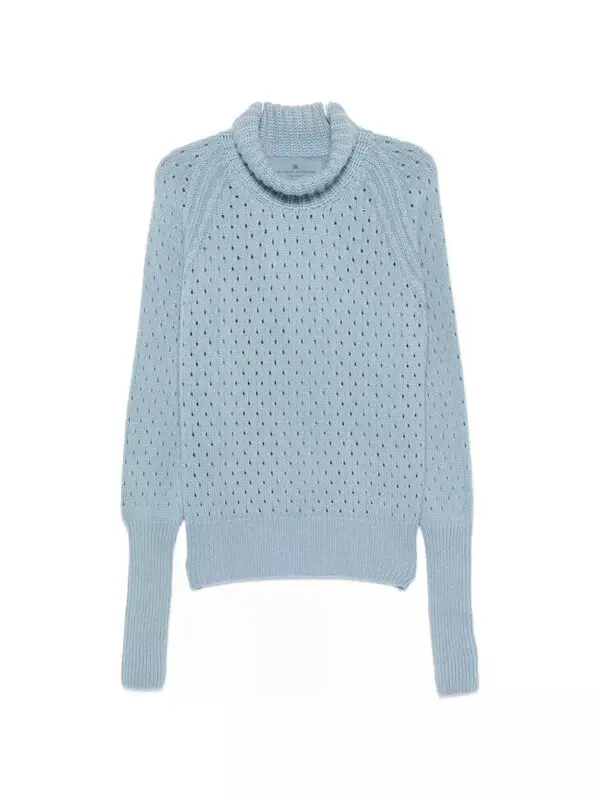 Ermanno Scervino Perforated-knit Roll-neck Sweater - Blue
