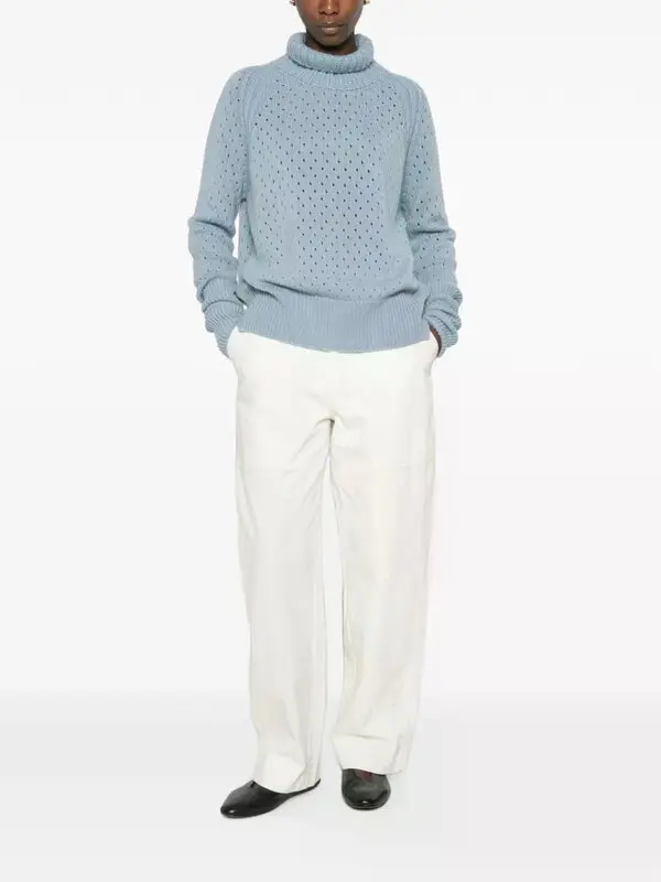 Ermanno Scervino Perforated-knit Roll-neck Sweater