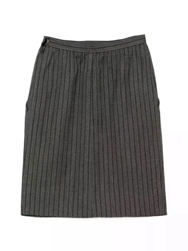 Saint Laurent 1980s Pinstripe Pleated Mini Skirt - Grey