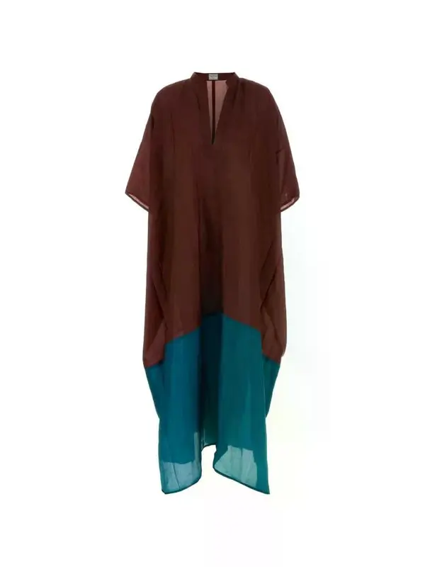 THE ROSE IBIZA Two-tone Silk Midi Dress - Brown