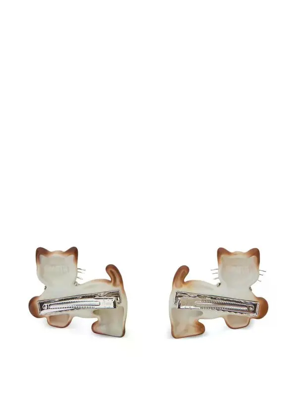 YVMIN Cat-motif Crystal-embellished Hair Clips - Brown
