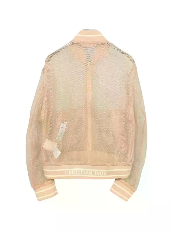 Dior Embroidered Fishnet Zip-up Bomber Jacket