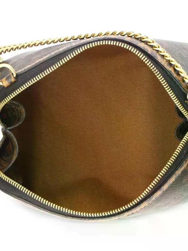 Celine Zip Around Chain Clutch Triomphe Coated Canvas Crossbody Bag