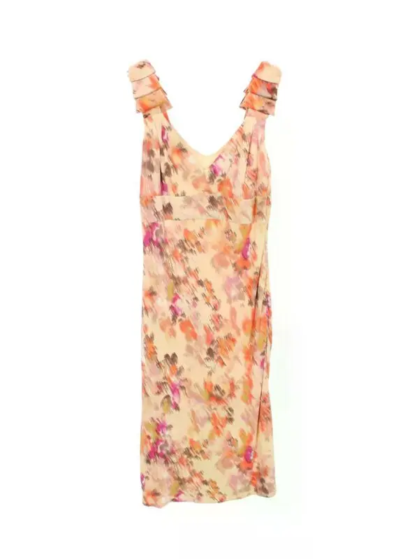 Versace Abstract Print Ruffled Dress
