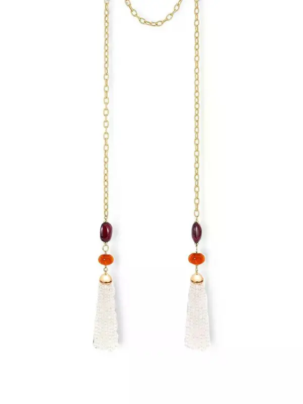 Goshwara Rubellite And Mandarin Garnet Lariat Necklace In 18k Yellow - Gold