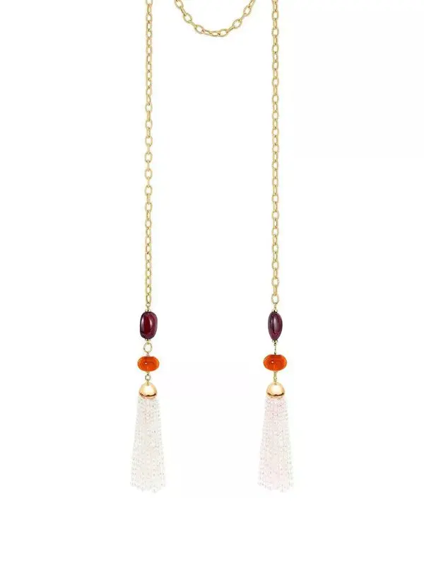 Goshwara Rubellite And Mandarin Garnet Lariat Necklace In 18k Yellow - Gold