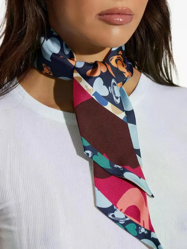 VIVIENNE WESTWOOD Orb-print Heart-pattern Scarf
