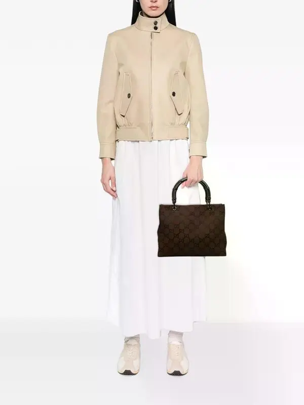 Gucci 2000-2015 Gg Nylon Bamboo Satchel - Brown