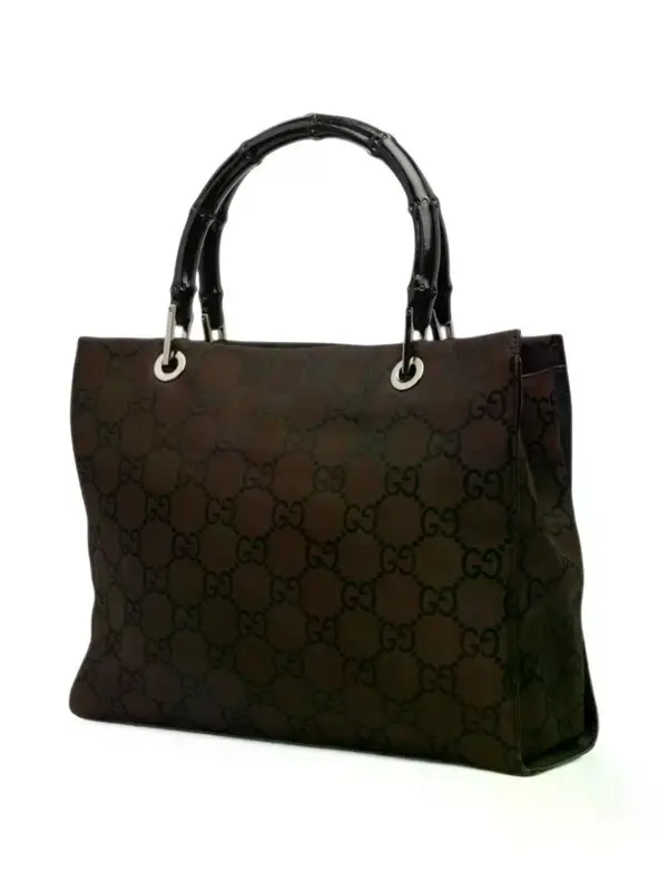 Gucci 2000-2015 Gg Nylon Bamboo Satchel