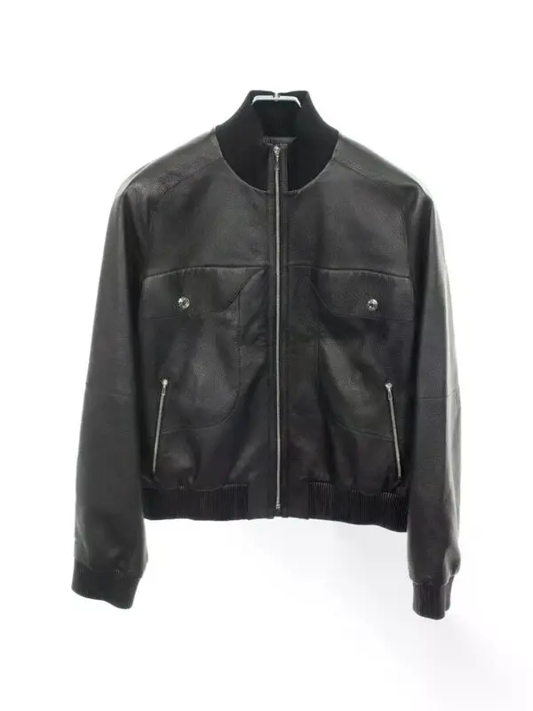 Hermès Grained Texture Ribbed High Neck Zip-fastening Jacket - Black