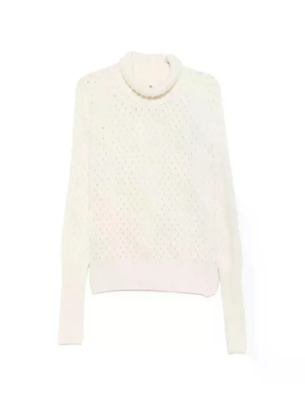 Ermanno Scervino Perforated-knit Roll-neck Sweater - Neutrals