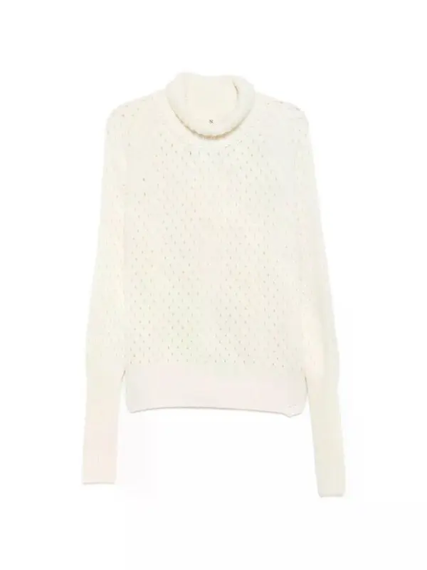 Ermanno Scervino Beige Cashmere Perforated Roll Neck Sweater - Neutrals