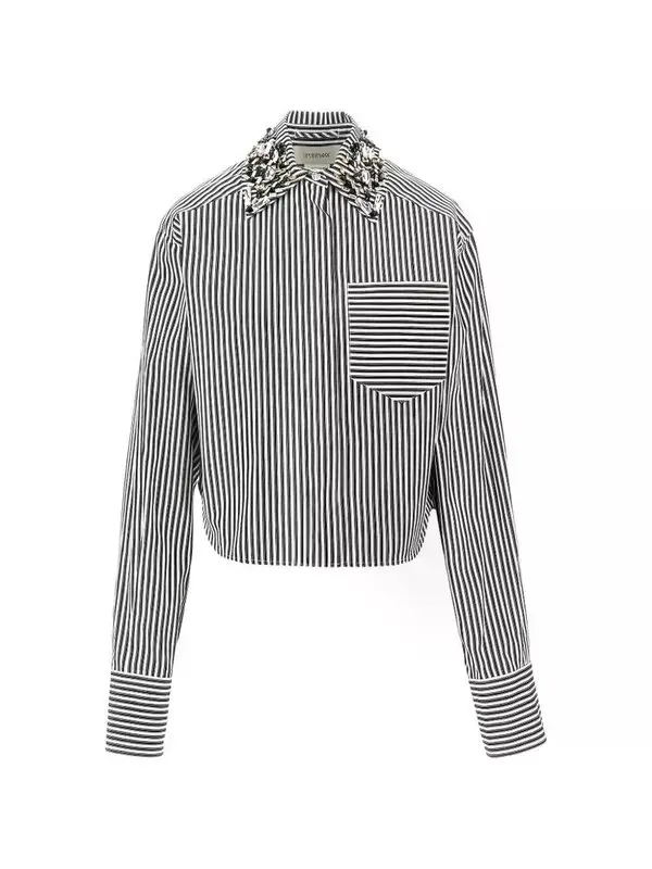 Sportmax Embellished-collar Striped Shirt