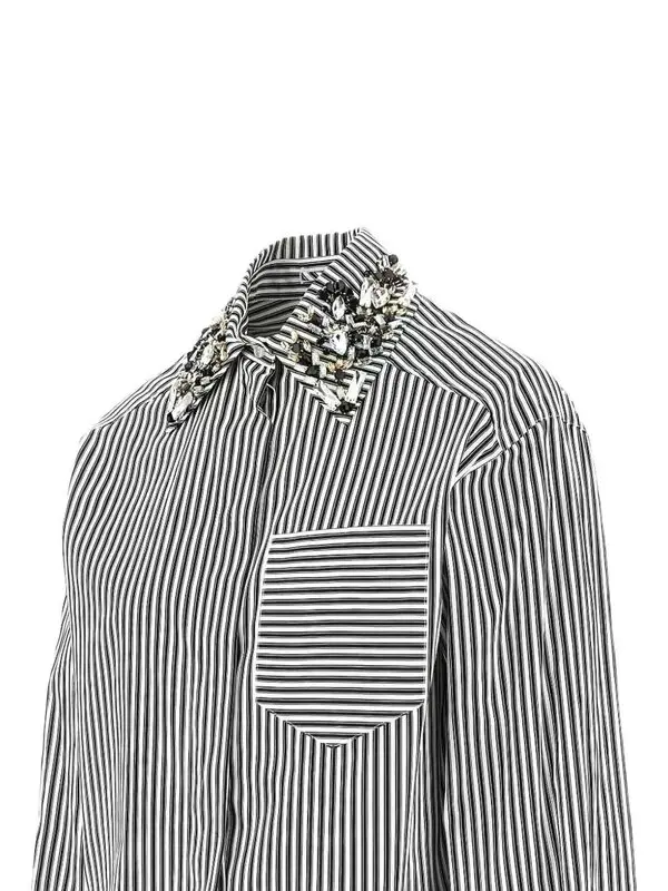 Sportmax Embellished-collar Striped Shirt