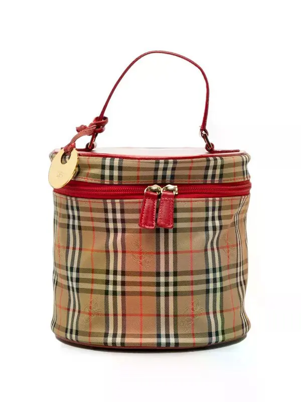 Burberry 20th Century Haymarket Check Canvas Vanity Bag - Red