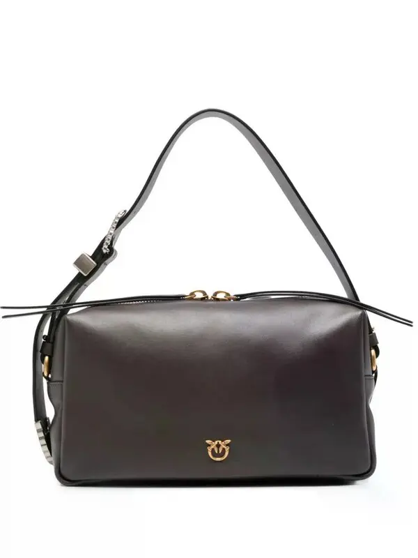 Pinko Love Birds Leather Shoulder Bag - Brown