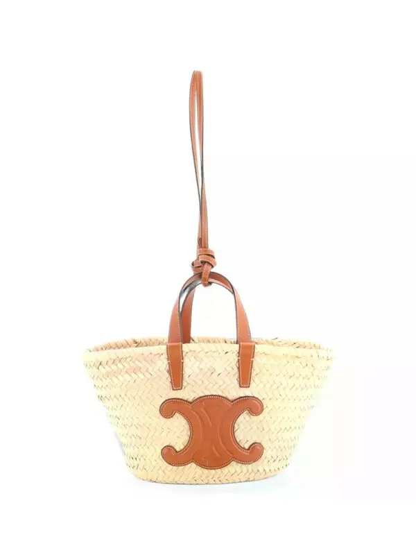 Celine Triomphe Basket Raffia With Leather Teen Shoulder Bag