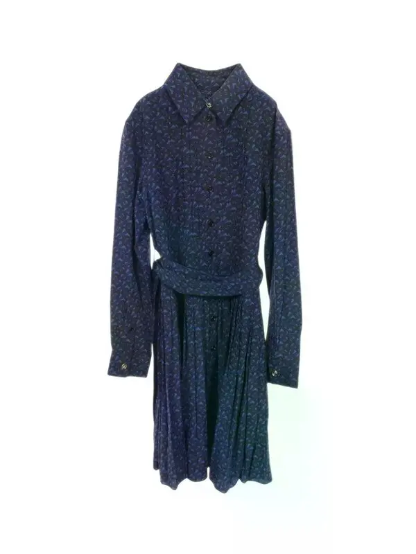 Burberry Monogram Pleated Dress - Blue