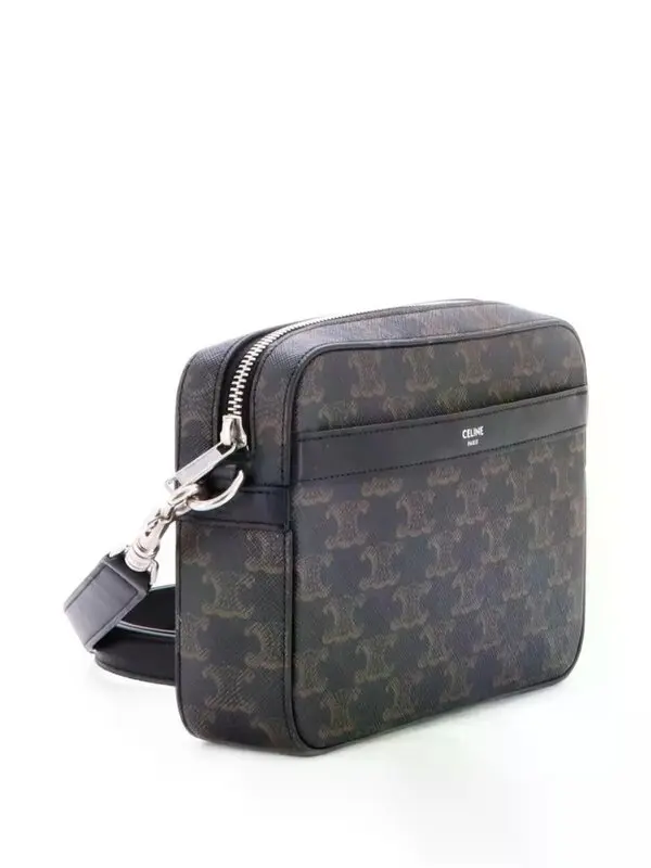Celine Zip Messenger Bag Triomphe Coated Canvas Small Crossbody Bag