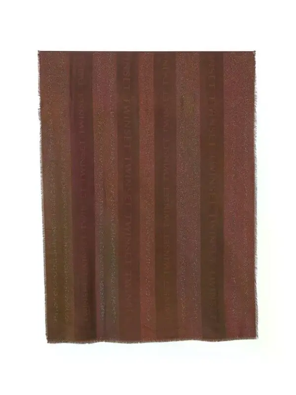 TWINSET Logo-print Striped Scarf - Brown