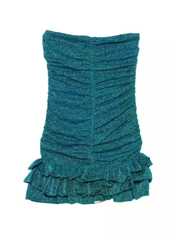 Amen Ruched Ruffled Mini Dress - Blue