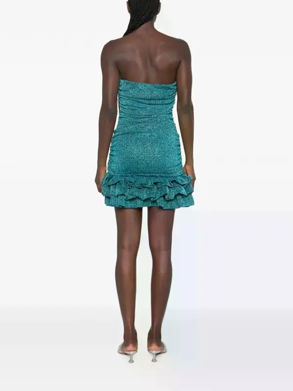 Amen Ruched Ruffled Mini Dress