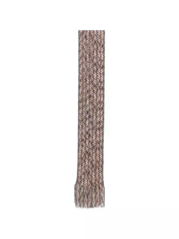 Missoni Zigzag-knit Fringed Scarf - Grey