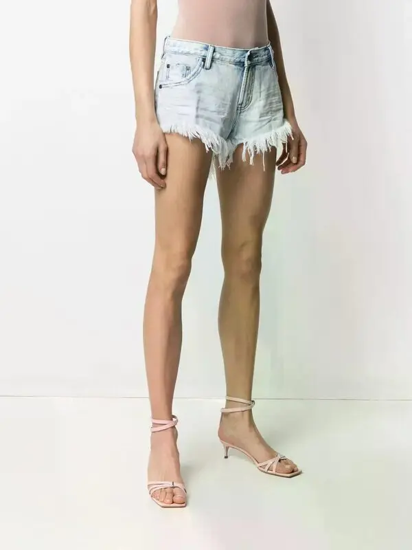 ONETEASPOON Florence Frayed-edge Denim Shorts