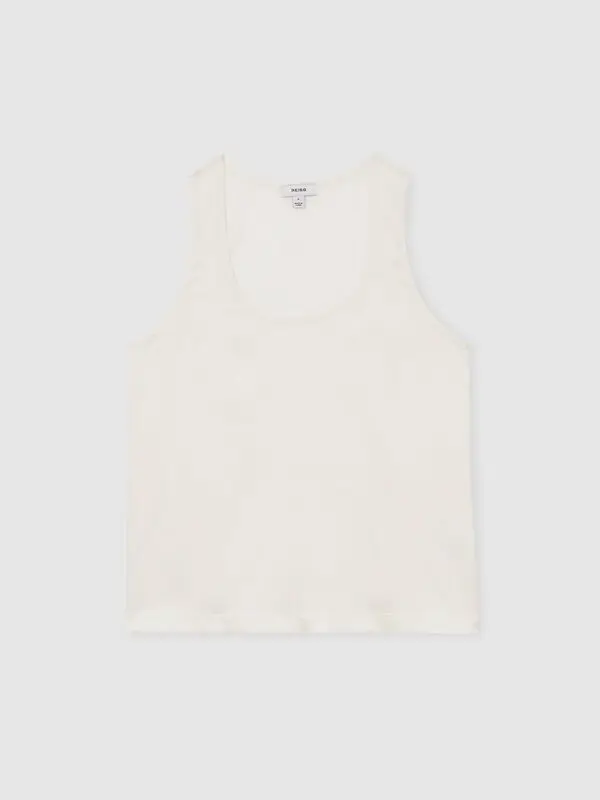 REISS Silk-front Cami Top - White
