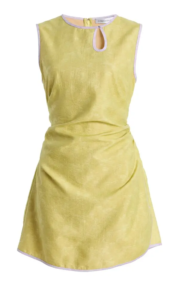 Christopher Esber Exclusive Light Leak Jacquard Loophole Mini Dress - Yellow