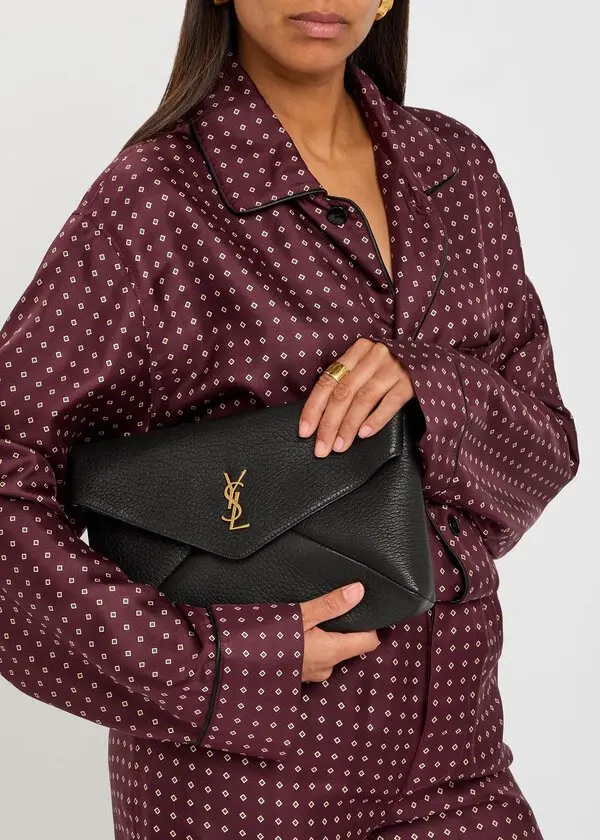 Saint Laurent Envelope Large Grained Leather Pouch