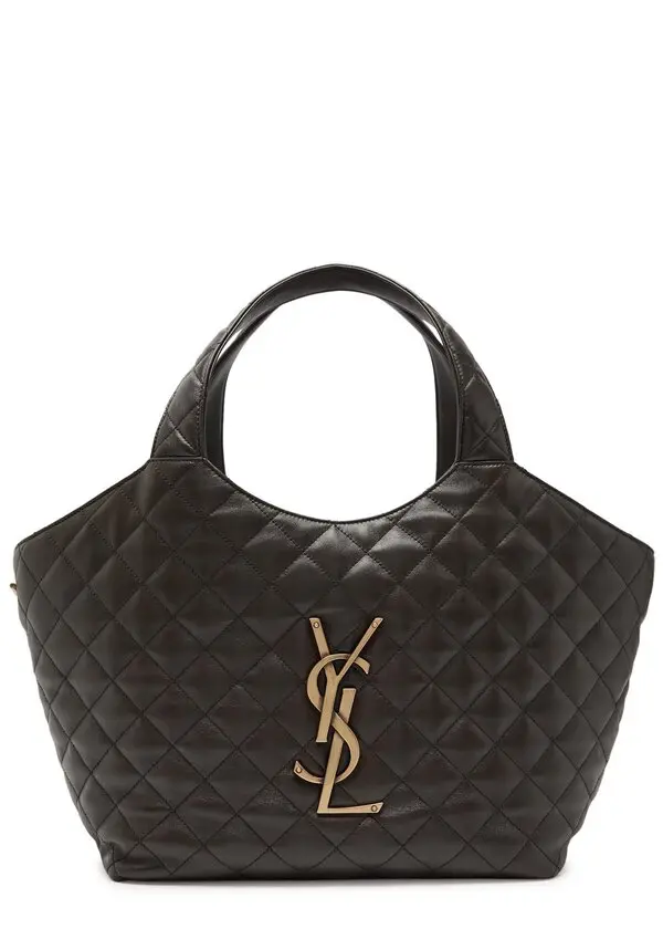 Saint Laurent Icare Medium Quilted Leather Tote Bag - Chocolate